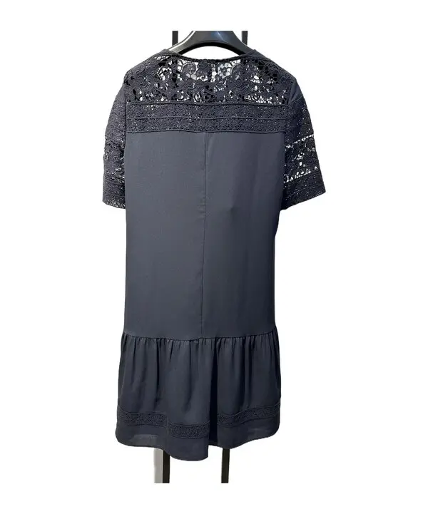 Emporio Armani Round-collar Short-sleeve Dress With Lace Embellishments
