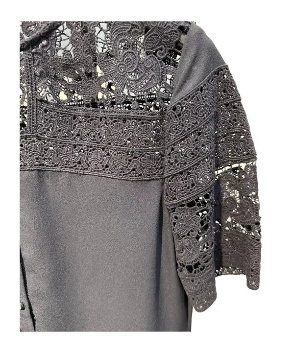 Emporio Armani Round-collar Short-sleeve Dress With Lace Embellishments