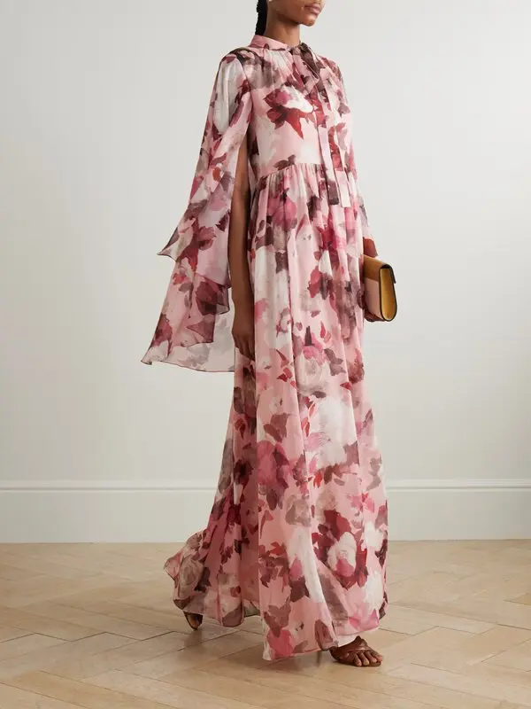 Erdem Shawl-style Floral Print Silk Tulle Dress - Multi-color