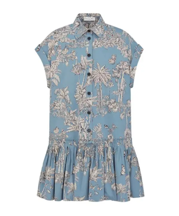 Dior Dioriviera Short Shirtdress With Toile De Jouy Palms Motif