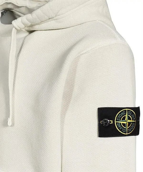 Stone Island Compass Patch Drawstring Hoodie - White