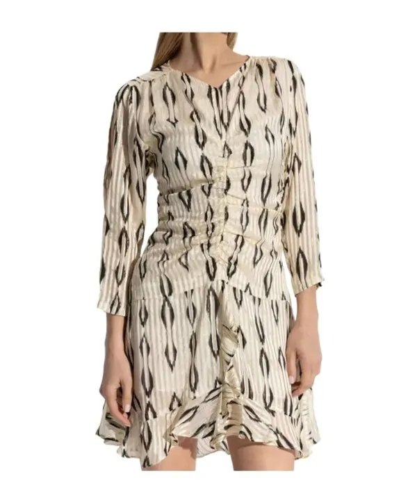 Isabel Marant Étoile Octavia Dress With Graphic Print And Ruched Detailing