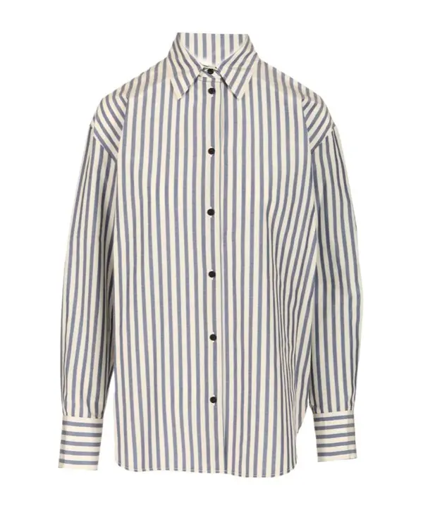 FORTE_FORTE Striped Shirt With Lapel Collar - No