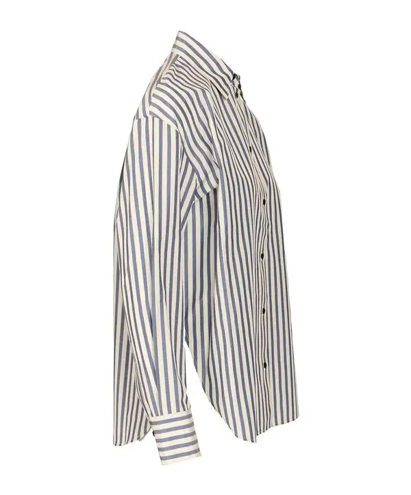 FORTE_FORTE Striped Shirt With Lapel Collar - No
