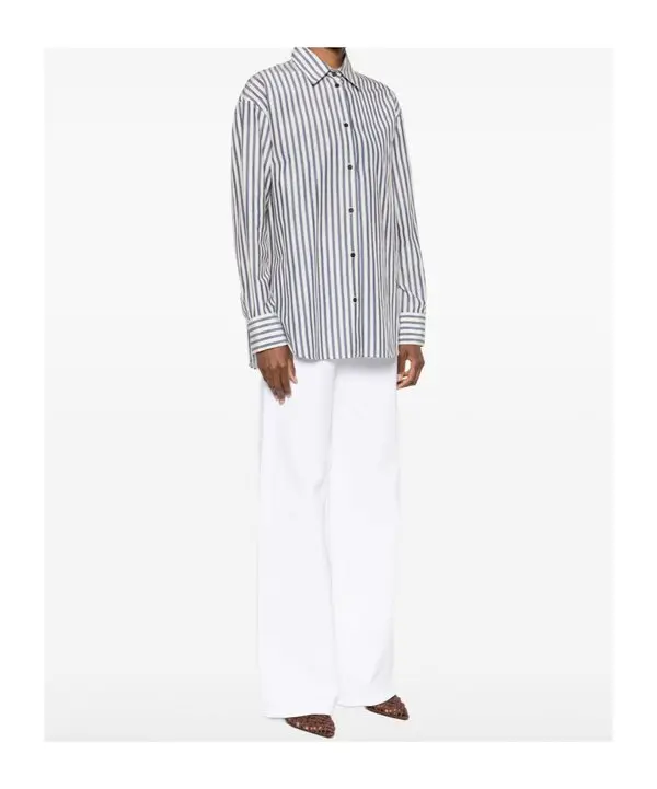 FORTE_FORTE Striped Shirt With Lapel Collar - No