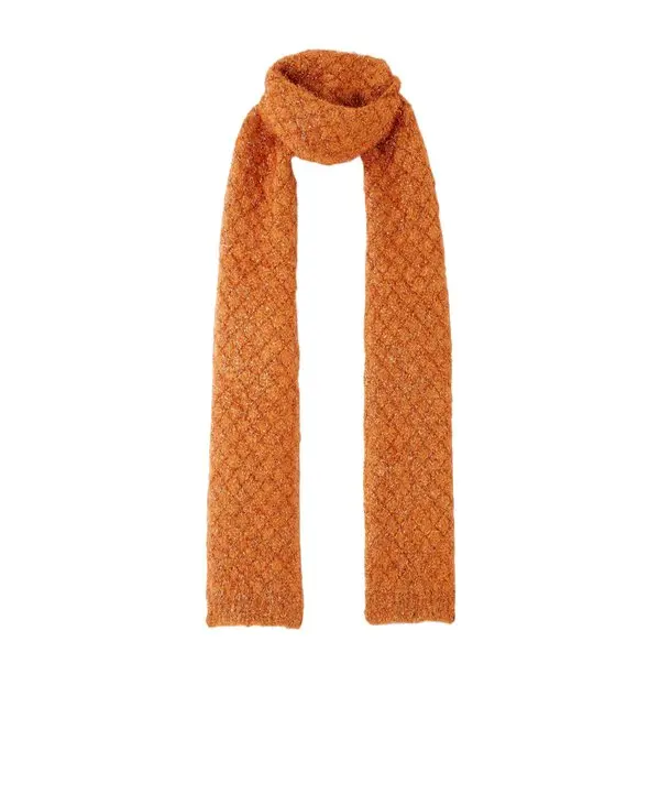Dries Van Noten Metallized Knitted Scarf - Brown