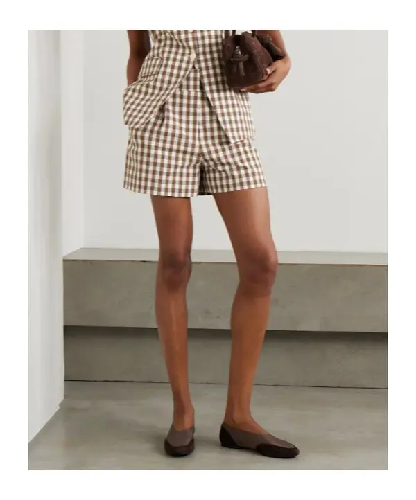 Veronica Beard Pleated Gingham Shorts