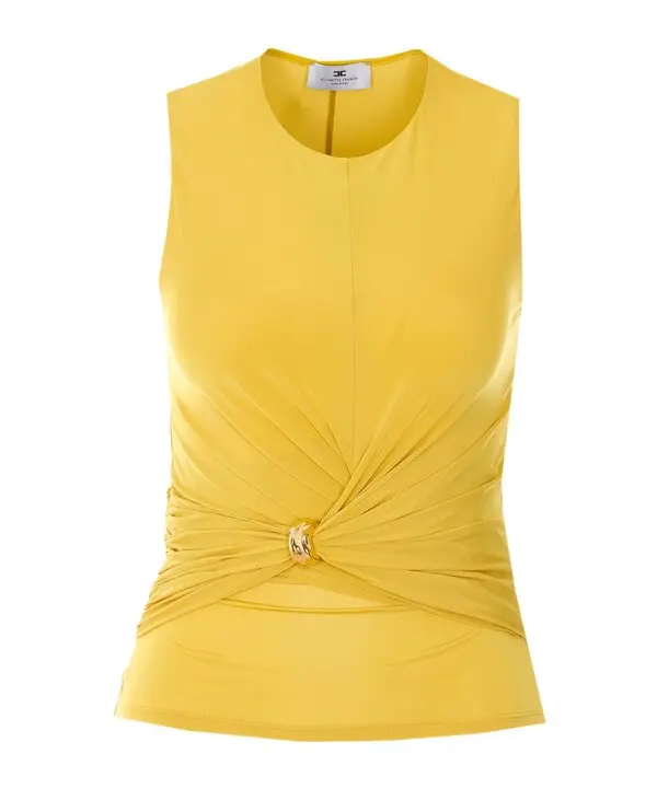 Elisabetta Franchi Jewel-detail Sleeveless Knitted Top - Yellow