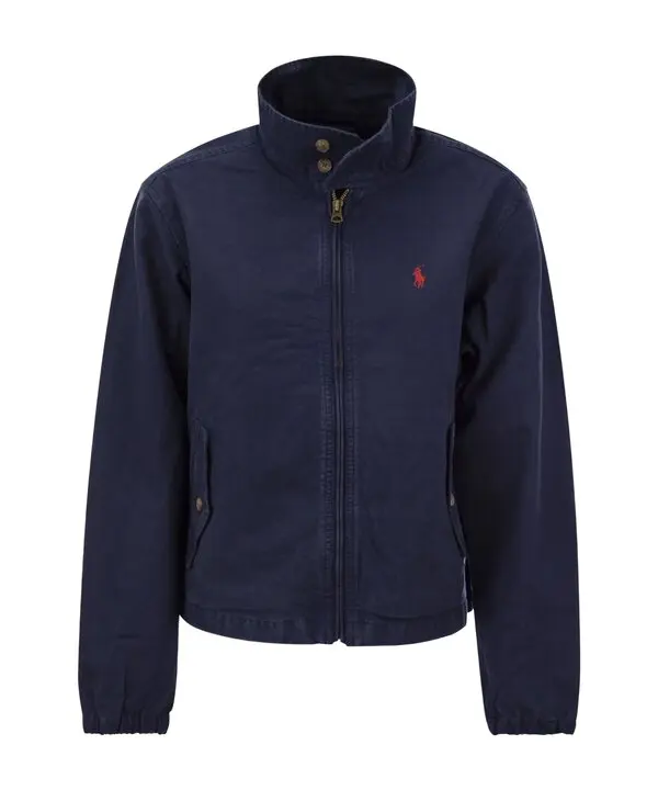 Polo Ralph Lauren High Collar Windbreaker Jacket With Iconic Pony Logo - Blue