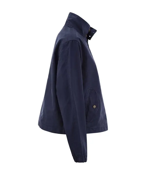 Polo Ralph Lauren High Collar Windbreaker Jacket With Iconic Pony Logo - Blue