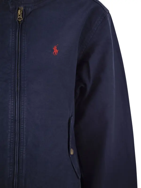 Polo Ralph Lauren High Collar Windbreaker Jacket With Iconic Pony Logo - Blue