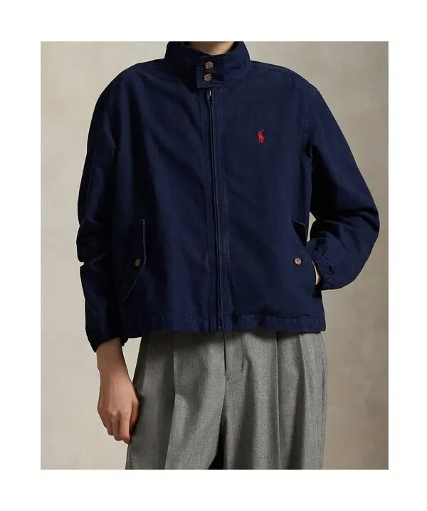 Polo Ralph Lauren High Collar Windbreaker Jacket With Iconic Pony Logo - Dark Blue
