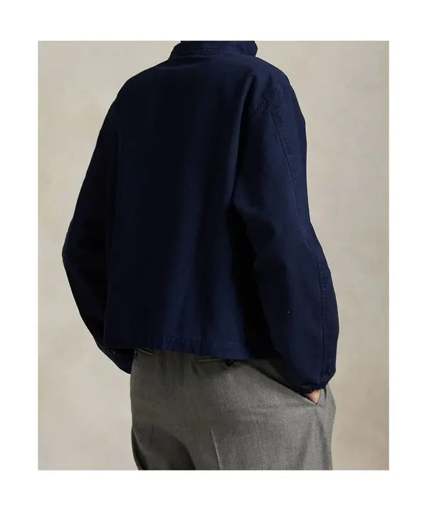Polo Ralph Lauren High Collar Windbreaker Jacket With Iconic Pony Logo - Dark Blue