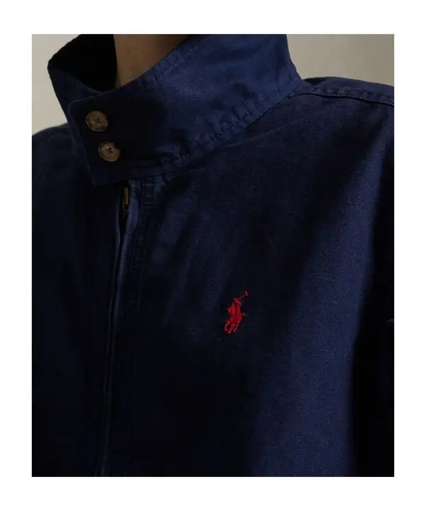 Polo Ralph Lauren High Collar Windbreaker Jacket With Iconic Pony Logo - Dark Blue