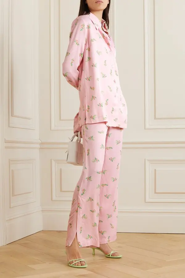 Sleeper Blossom Floral-print Satin Shirt