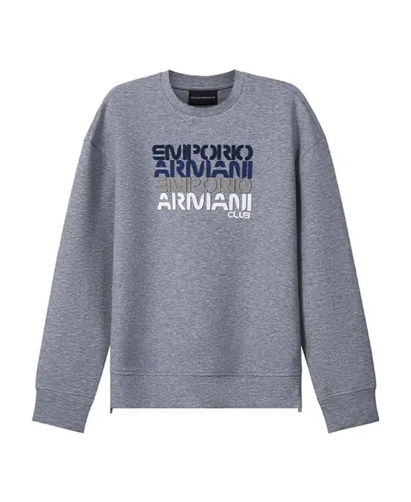 Emporio Armani Logo-print Cotton-blend Sweatshirt - Gray