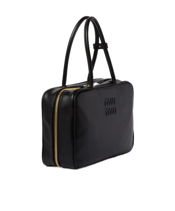 Miu Miu Logo-embossed Zipped Handbag - Black