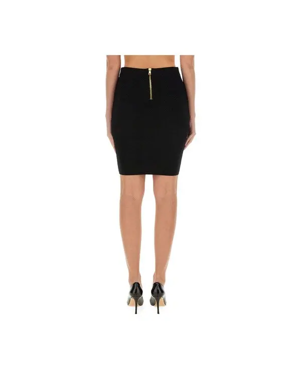 Balmain Herringbone Patterned Pencil Skirt