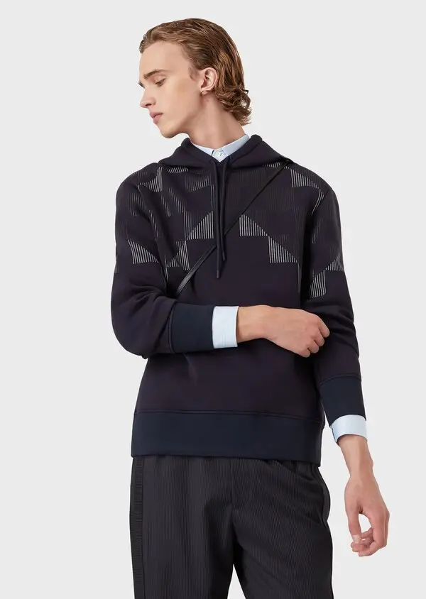 Emporio Armani Geometric Print Drawstring Hoodie