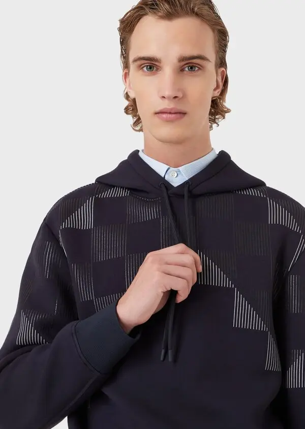 Emporio Armani Geometric Print Drawstring Hoodie