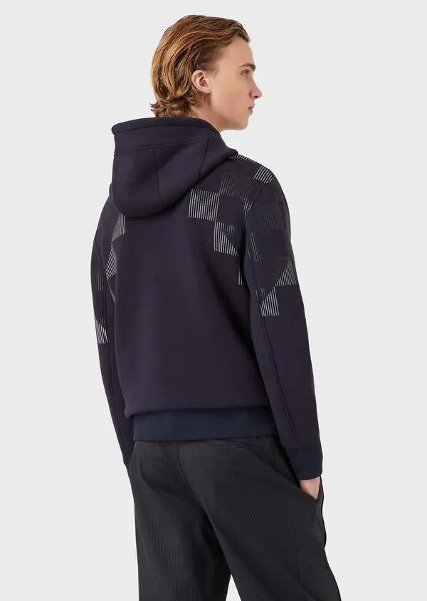 Emporio Armani Geometric Print Drawstring Hoodie