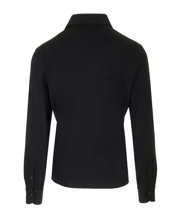 Brunello Cucinelli Long Sleeved Buttoned Polo Shirt - Black