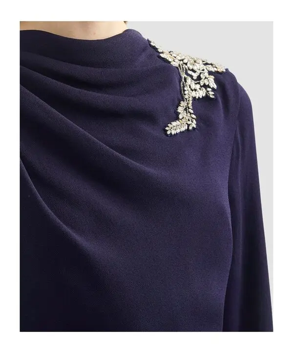 Erdem Long-sleeved High Neck Maxi Dress With Embellished Detailing