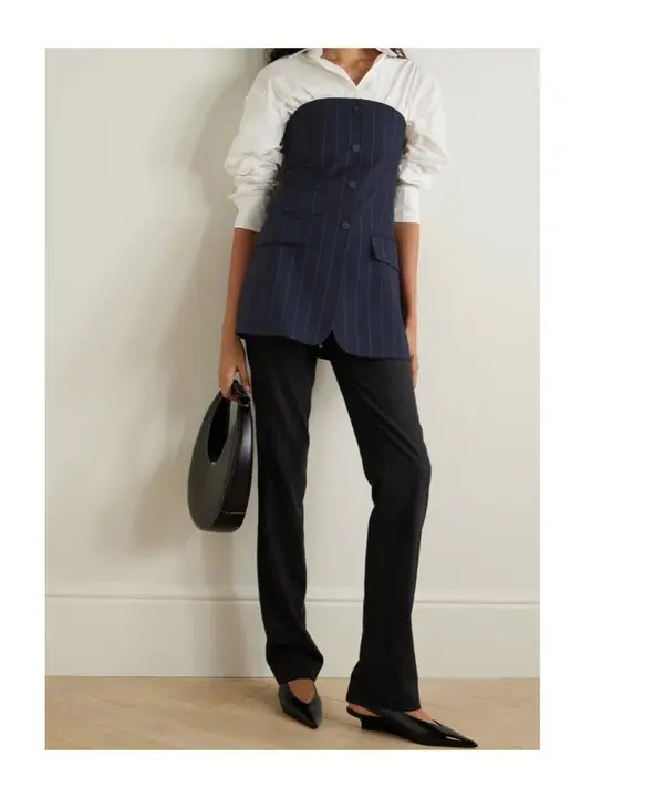 THE FRANKIE SHOP Sunny Strapless Striped Twill Vest