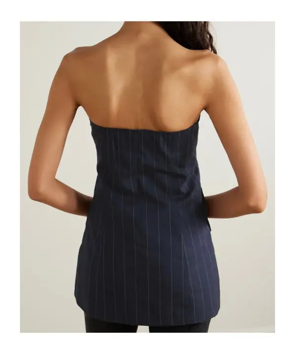 THE FRANKIE SHOP Sunny Strapless Striped Twill Vest