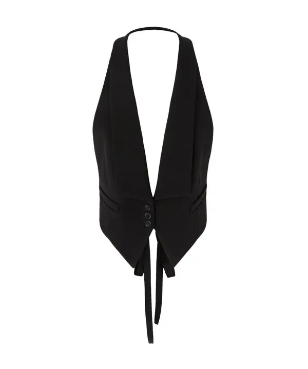 Pinko Halter Neck Vest With Tie Detail - Black