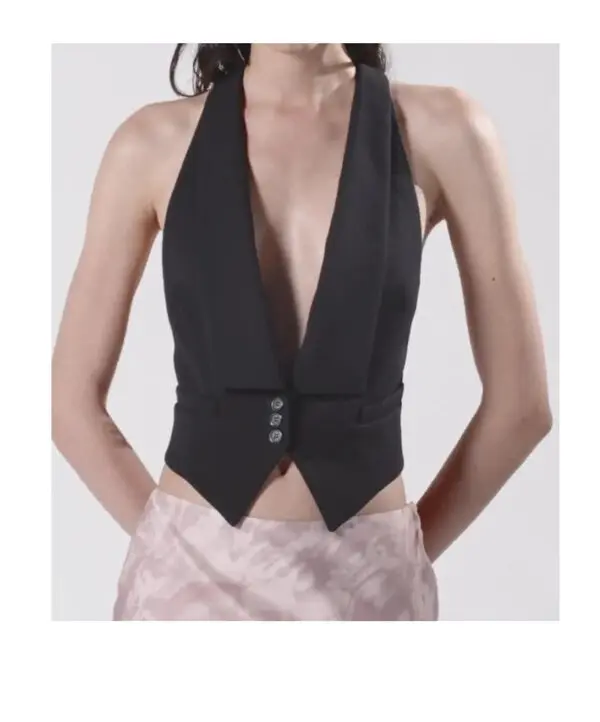Pinko Halter Neck Vest With Tie Detail
