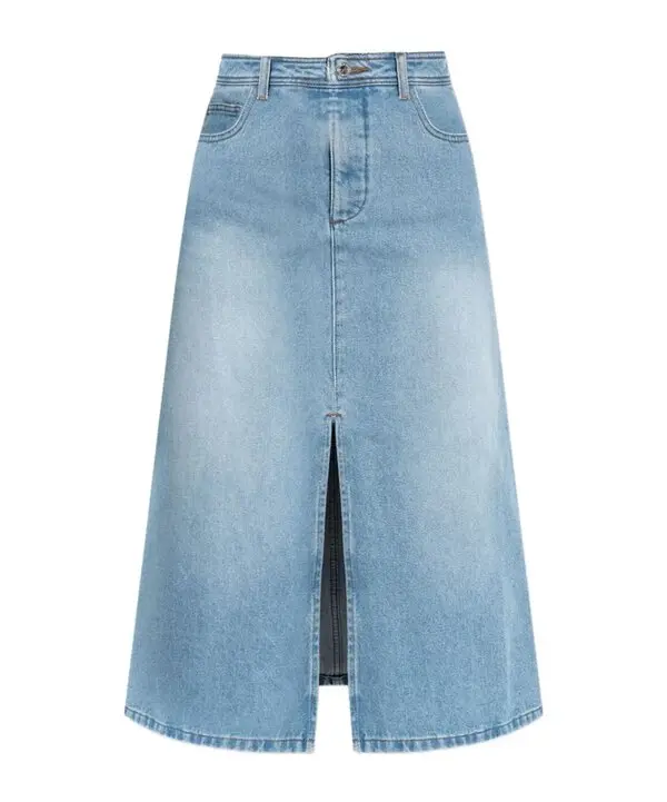 A.p.c. Front Slit Denim Midi Skirt - Blue