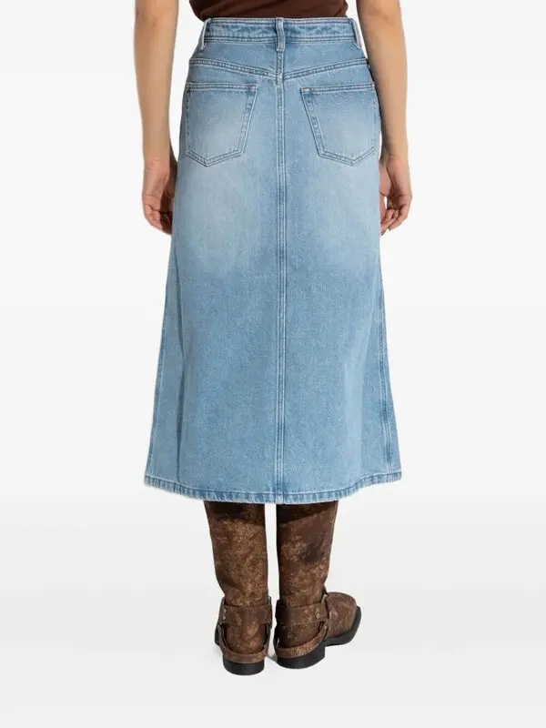 A.p.c. Front Slit Denim Midi Skirt - Blue