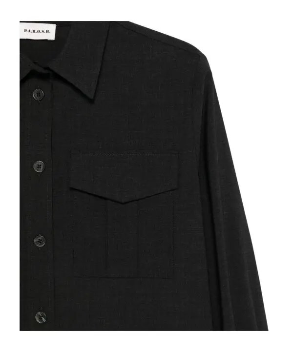 P.a.r.o.s.h Double Pocket Long-sleeve Shirt - Black