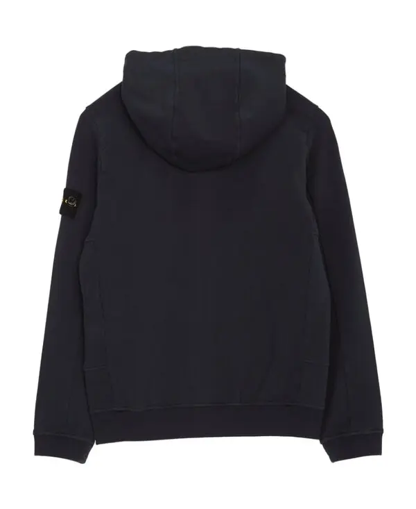 Stone Island Hooded Zip-up Long Sleeve Sweater With Logo Detail - Blue