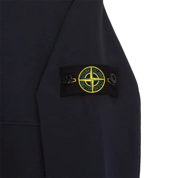 Stone Island Hooded Zip-up Long Sleeve Sweater With Logo Detail - Blue