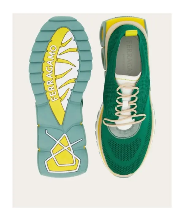 FERRAGAMO Mesh Running Sneakers - Green
