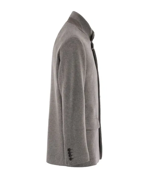 FAY Wool-blend Herringbone Caban Coat - Gray