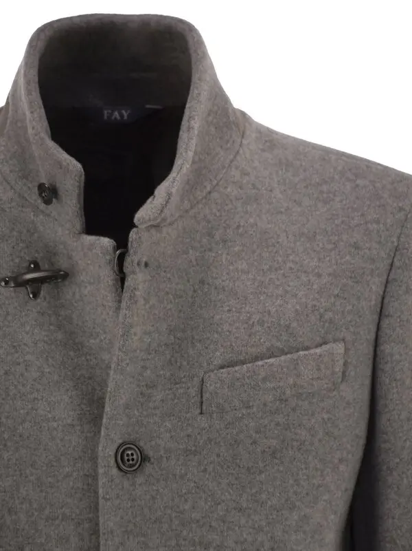 FAY Wool-blend Herringbone Caban Coat - Gray