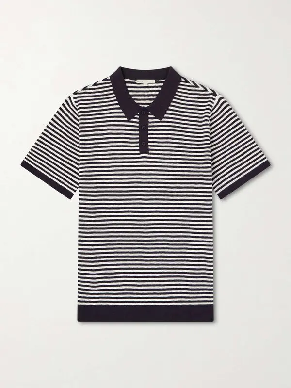 Onia Striped Textured-cotton Polo Shirt