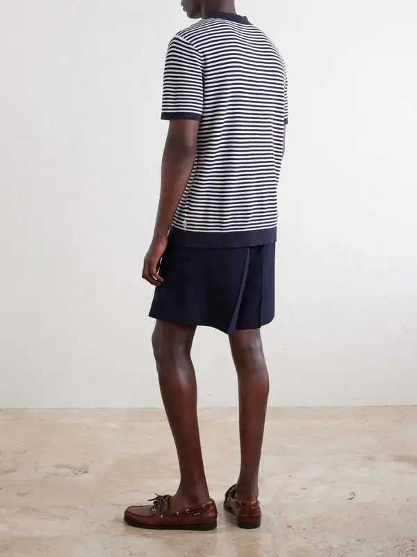 Onia Striped Textured-cotton Polo Shirt