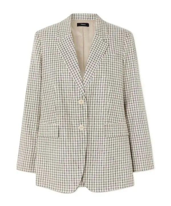 Theory Single-breasted Gingham Check Blazer