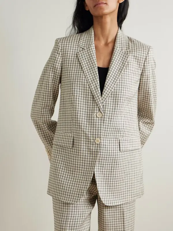 Theory Single-breasted Gingham Check Blazer