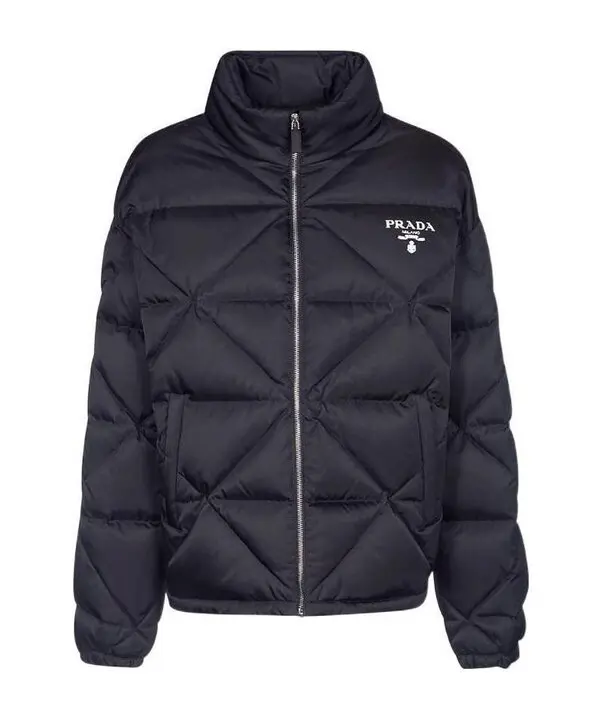 Prada Logo Print Quilted Down Jacket