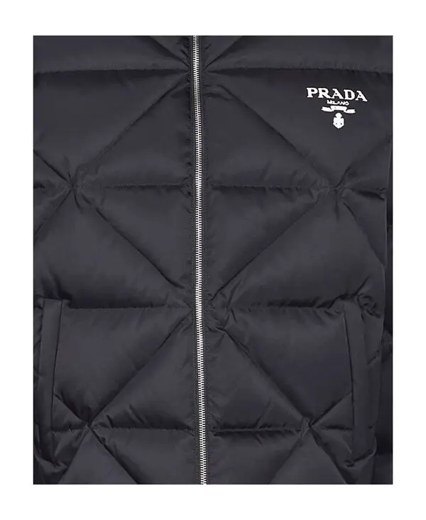 Prada Logo Print Quilted Down Jacket