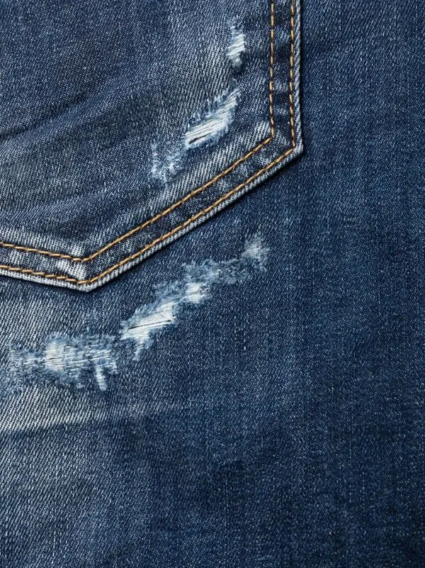 Dsquared2 Logo Tag Distressed Tapered Leg Jeans