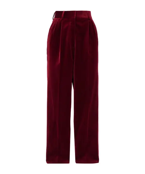 BLAZÉ MILANO Pleated Straight-leg Pants - Wine Red