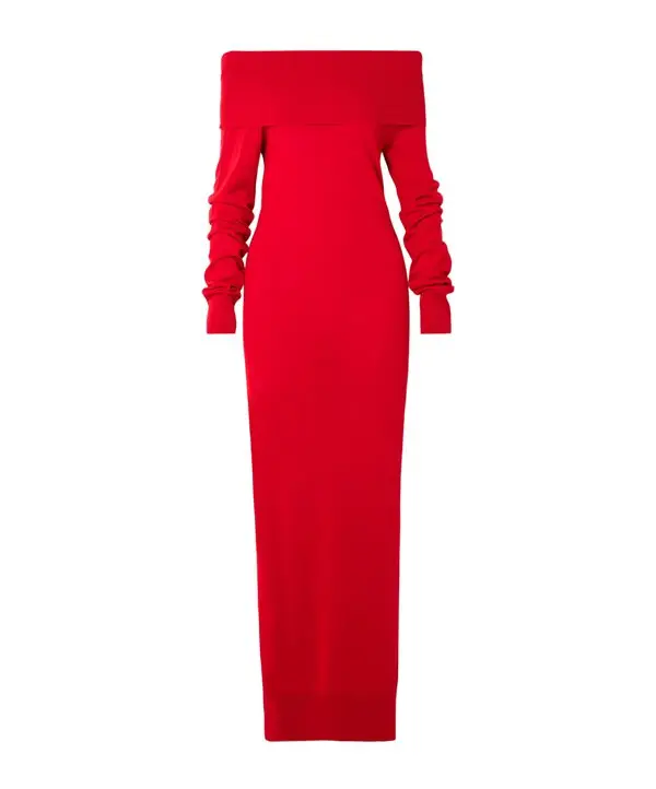 Stella McCartney Off-the-shoulder Wool Dress - Red