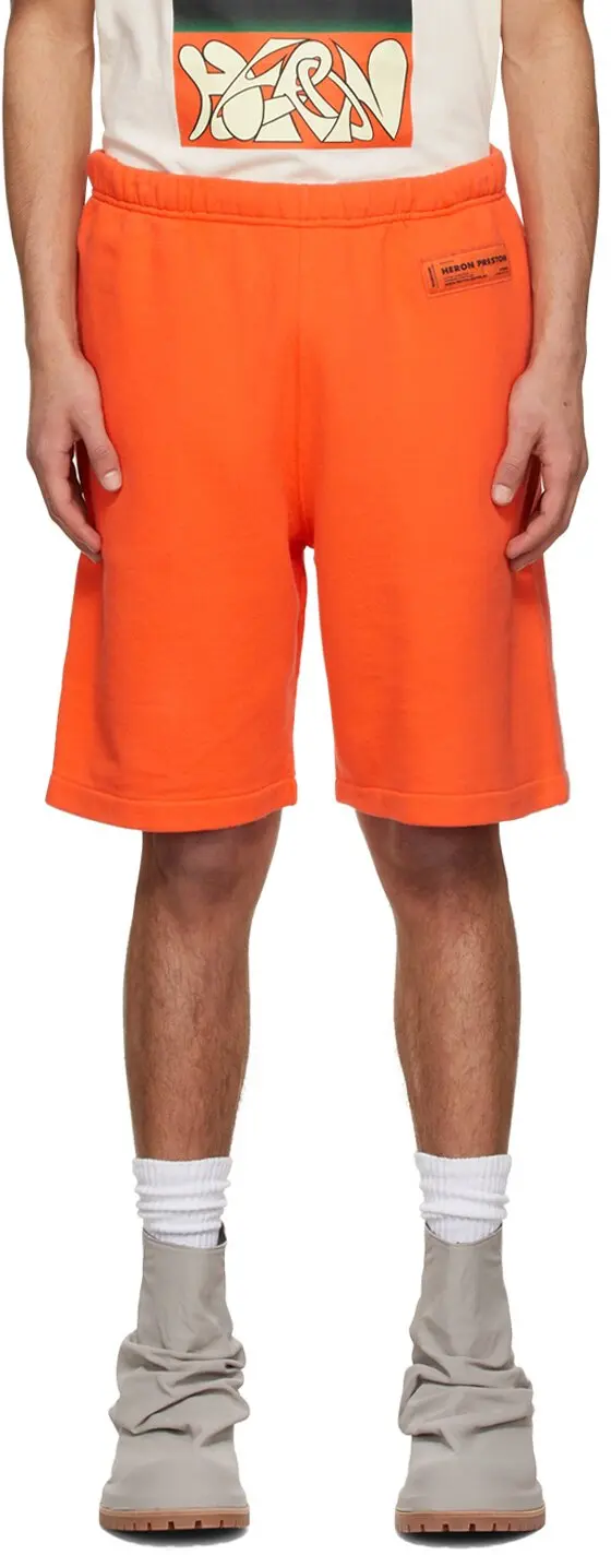Heron Preston Logo Patch Bermuda Shorts - Orange