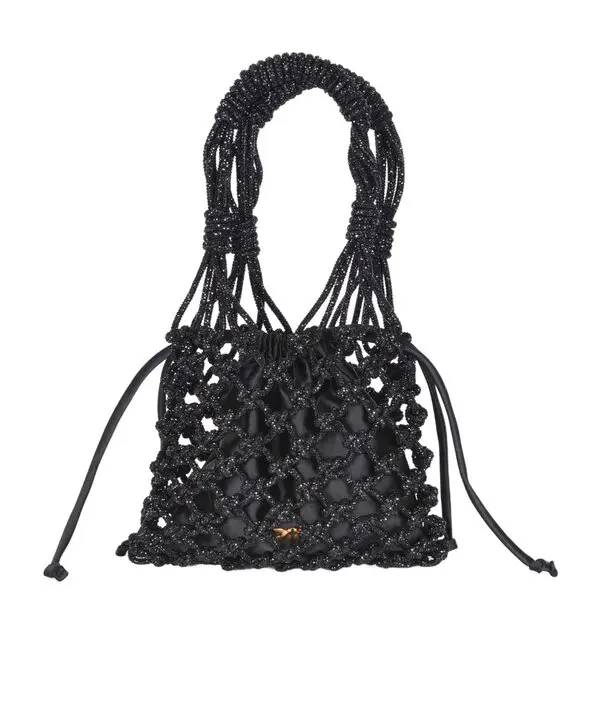 Pinko Micro Rhinestones Embellished Small Shoulder Bag - Black
